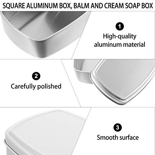 Operitacx Soapbox 2pcs Aluminum Soap Box Empty Metal Tins for Candle Making Candies Leak- Proof Balm Boxes Aluminum Tin Jar Containers for Candies Jewelry Powder 150ml Sponge Dish