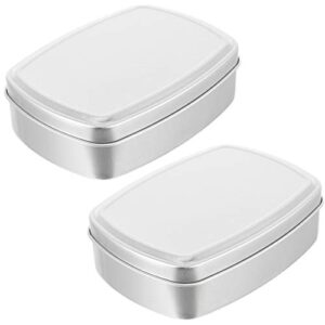 Operitacx Soapbox 2pcs Aluminum Soap Box Empty Metal Tins for Candle Making Candies Leak- Proof Balm Boxes Aluminum Tin Jar Containers for Candies Jewelry Powder 150ml Sponge Dish