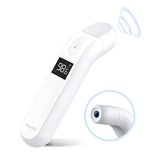 Thermometer for Adults by iHealth, Infrared Forehead Thermometer for Adults and Kids, Touchless Digital Baby Thermometer with Fever Indicator, Non Contact Thermometer (PT2L)