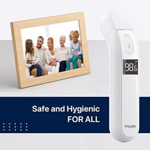 Thermometer for Adults by iHealth, Infrared Forehead Thermometer for Adults and Kids, Touchless Digital Baby Thermometer with Fever Indicator, Non Contact Thermometer (PT2L)