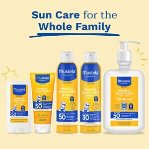 Mustela Baby Mineral Sunscreen Lotion SPF 50 Broad Spectrum - Face & Body Sun Lotion for Sensitive Skin - Non-Nano, Water Resistant & Fragrance Free - 3.38 fl. oz