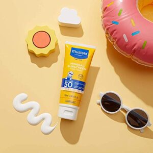 Mustela Baby Mineral Sunscreen Lotion SPF 50 Broad Spectrum - Face & Body Sun Lotion for Sensitive Skin - Non-Nano, Water Resistant & Fragrance Free - 3.38 fl. oz