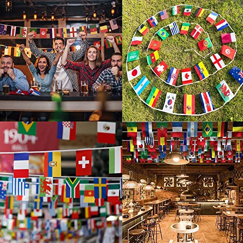 MOVINPE 2022 World Cup String Flag Bunting Set, Soccer Group Match 32 Teams Countries Banners Double-sided, 33 Feet Qatar World Cup Decoration for Grand Opening, Sports Bar, Party Events