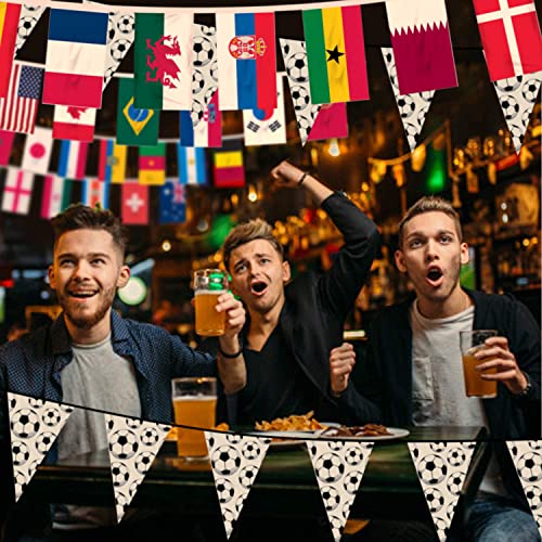 MOVINPE 2022 World Cup String Flag Bunting Set, Soccer Group Match 32 Teams Countries Banners Double-sided, 33 Feet Qatar World Cup Decoration for Grand Opening, Sports Bar, Party Events