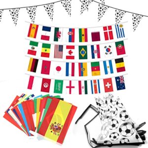 MOVINPE 2022 World Cup String Flag Bunting Set, Soccer Group Match 32 Teams Countries Banners Double-sided, 33 Feet Qatar World Cup Decoration for Grand Opening, Sports Bar, Party Events