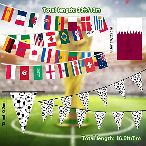 MOVINPE 2022 World Cup String Flag Bunting Set, Soccer Group Match 32 Teams Countries Banners Double-sided, 33 Feet Qatar World Cup Decoration for Grand Opening, Sports Bar, Party Events