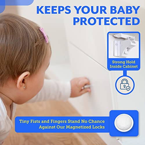 Eco-Baby Cabinet Locks for Babies -Baby Proofing Safety Latches (6-Pack), 2 Keys -No Drilling Magnetic Child Locks for Cabinet, Doors -Easy Installation Drawer Locks