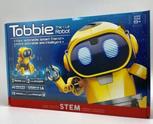 cic21-893 tobbie interactive a/i capable robot infrared sensor two play modes – follow me explore develops own emotions gestures sound lighting effects