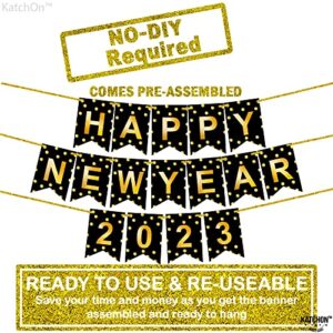 Shiny, Happy New Year Banner 2023 - 10 Feet, No DIY | NYE Decorations 2023 | Happy New Year Sign for New Years Eve Party Supplies 2023 | New Years Eve Decorations for Happy New Year Decorations 2023