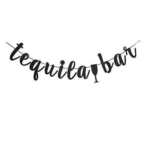 Tequila Bar Banner, Fiesta Theme Party Decors, Black Birthday Party Sign Supplies Paper Props