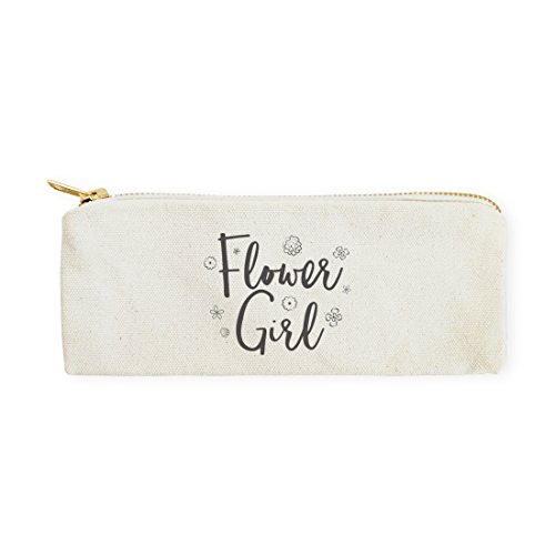 The Cotton & Canvas Co. Flower Girl Wedding Cosmetic Pouch, Pencil Case, Bridal Party Gift and Travel Make Up Pouch