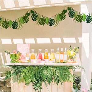 2 Pack Tropical Leaf Banner, Hawaii Luau Party Birthday Decor Banner Palm Leaves Banner Decor Summer Jungle Theme Party Decorations Wedding