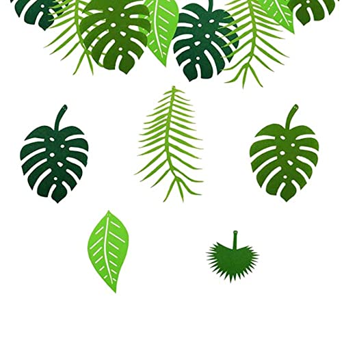 2 Pack Tropical Leaf Banner, Hawaii Luau Party Birthday Decor Banner Palm Leaves Banner Decor Summer Jungle Theme Party Decorations Wedding