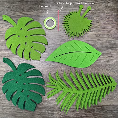 2 Pack Tropical Leaf Banner, Hawaii Luau Party Birthday Decor Banner Palm Leaves Banner Decor Summer Jungle Theme Party Decorations Wedding