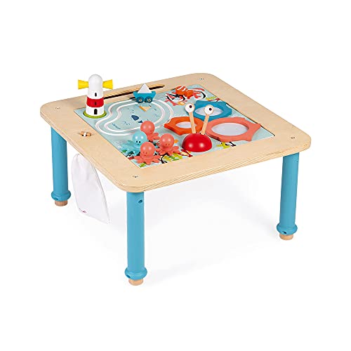 Janod 14 Piece Wooden Progressive Activity Table - Ages 18 Months+ - J08041