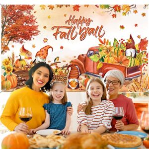 Happy Fall Y'all Backdrop Decoration Gnome Pumpkin Background Fabric for Photography Photoshoot Harvest Holiday Party Banner Photo Props for Autumn Thanksgiving Birthday Baby Shower, 72.8 x 43.3 Inch