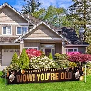 Large Wow!You're Old Banner Backdrop,Happy Birthday Banner For 50th 60th 70th 80th,Funny Interesting Birthday Party Decorations Supplies Lawn Sign Yard Sign Porch Sign Outdoor Backdrop 9.8x1.6 Feet