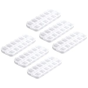 hilsayum 6pcs nail art beads storage container clear rectangle jewelry bead display case with 12 compartment crafts organizers (white)