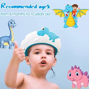 2 Pack Baby Shower Cap for Kids Hair Washing Shield Toddler Bath hat Baby Shower Visor Baby Shampoo Cap Head Protector Cute Dinosaur Shape Makes Baby Bath More Fun Blue