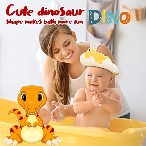 2 Pack Baby Shower Cap for Kids Hair Washing Shield Toddler Bath hat Baby Shower Visor Baby Shampoo Cap Head Protector Cute Dinosaur Shape Makes Baby Bath More Fun Blue