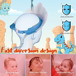 2 Pack Baby Shower Cap for Kids Hair Washing Shield Toddler Bath hat Baby Shower Visor Baby Shampoo Cap Head Protector Cute Dinosaur Shape Makes Baby Bath More Fun Blue