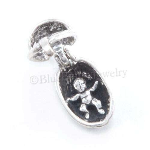 New Baby Basket Charm Pendant Opens to Baby Moveable 925 Sterling Silver Jewelry 3D BLU0780BUNN