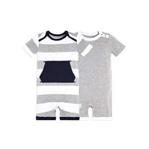 burt’s bees baby baby boys short sleeve rompers, 100% organic cotton one-piece coverall and layette set