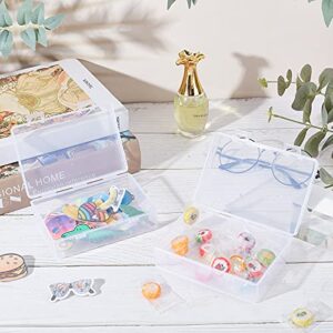 SUPERFINDINGS About 6Pcs Clear Rectangle 4.96" Long Transparent Plastic Bead Containers with Hinged Lids for Beads, Jewelry, Earplugs, Pills and More Small Items