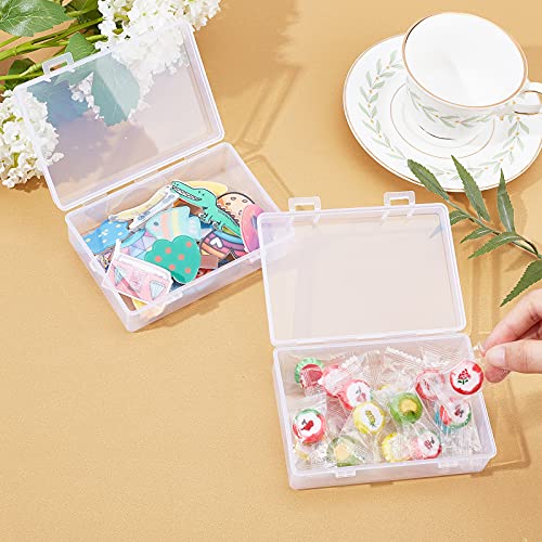 SUPERFINDINGS About 6Pcs Clear Rectangle 4.96" Long Transparent Plastic Bead Containers with Hinged Lids for Beads, Jewelry, Earplugs, Pills and More Small Items