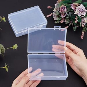 SUPERFINDINGS About 6Pcs Clear Rectangle 4.96" Long Transparent Plastic Bead Containers with Hinged Lids for Beads, Jewelry, Earplugs, Pills and More Small Items