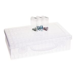 diamond painting case with 64 rhinestone storage boxes, 196 labels (8.75 x 5 x 2.1 in)