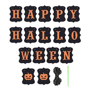 ERKOON Happy Halloween Banner Bunting with Pumpkin Sign for Halloween Wall Decorations Party Supplies Home Hanging Photo Props