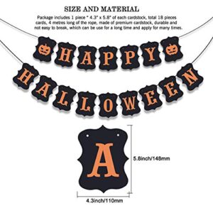 ERKOON Happy Halloween Banner Bunting with Pumpkin Sign for Halloween Wall Decorations Party Supplies Home Hanging Photo Props