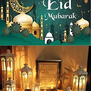 Ramadan Backdrop Decorations Eid Mubarak Banner Ramadan Photo Background for Home Indoor Outdoor Ramadan Party Decorations Supplies 70.8 x 47.2 Inch (Green)