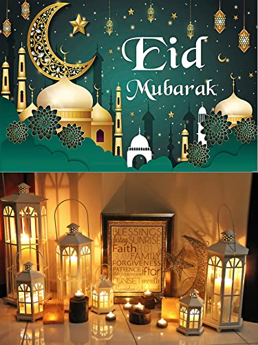 Ramadan Backdrop Decorations Eid Mubarak Banner Ramadan Photo Background for Home Indoor Outdoor Ramadan Party Decorations Supplies 70.8 x 47.2 Inch (Green)