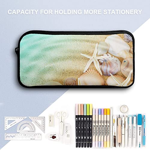 Seashells and Sea Starfishes Pencil Case Pencil Pouch Coin Pouch Cosmetic Bag Office Stationery Organizer