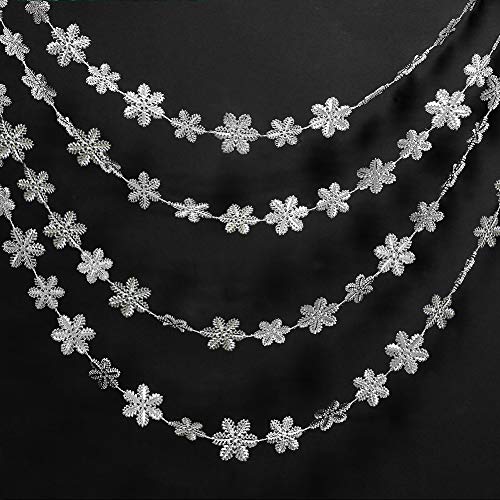 Cheerland 3D Snowflake Garlands Snowflakes for Winter Wonderland Party Deocr Christmas Tree Decorations Xmas Streamer Banner Wedding Baby Shower Birthday Anniversary Home School Office Shop (Silver)