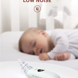 Baby Nasal Aspirator | Baby Nose Sucker | Baby Nose Cleaner, Automatic Booger Sucker for Baby, Rechargeable, with Pause & Music & Light Function（Green）