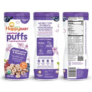 Happy Baby Organics Superfood Puffs, Purple Carrot & Blueberry, 2.1 Ounce (Pack of 6) packaging may vary