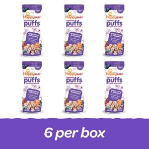 Happy Baby Organics Superfood Puffs, Purple Carrot & Blueberry, 2.1 Ounce (Pack of 6) packaging may vary