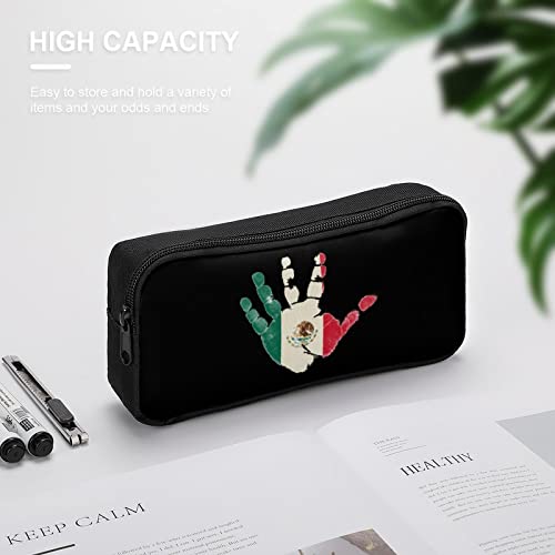 Mexico Flag Palm Pencil Case Pencil Pouch Coin Pouch Cosmetic Bag Office Stationery Organizer