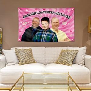 Gaslight Gatekeep Girlboss Funny Flags For Room Guys 3X5 FT Banner,4 Brass Buckles,100% Polyester, Jesus Style Artwork Banners Gifts Bedroom Home Decor .