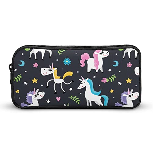 Magic Horse with Horn and Fairy Elements Pencil Case Pencil Pouch Coin Pouch Cosmetic Bag Office Stationery Organizer