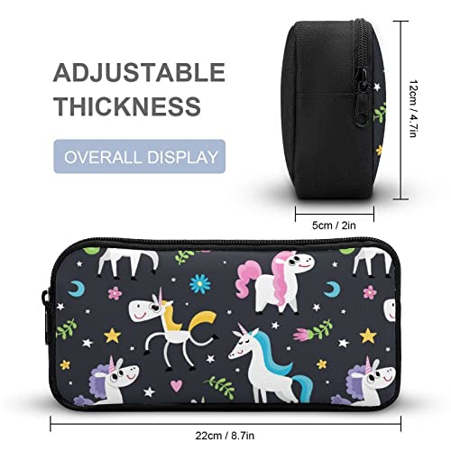 Magic Horse with Horn and Fairy Elements Pencil Case Pencil Pouch Coin Pouch Cosmetic Bag Office Stationery Organizer