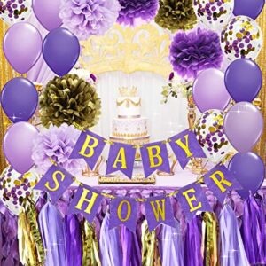 Purple Gold Baby Shower Decorations Qian's Party Purple and Gold Princess Birthday Party Decorations Purple Princess Baby Shower Confetti Purple & Gold Party Decor