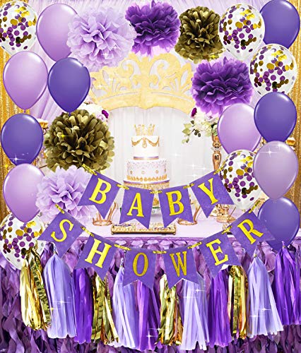 Purple Gold Baby Shower Decorations Qian's Party Purple and Gold Princess Birthday Party Decorations Purple Princess Baby Shower Confetti Purple & Gold Party Decor