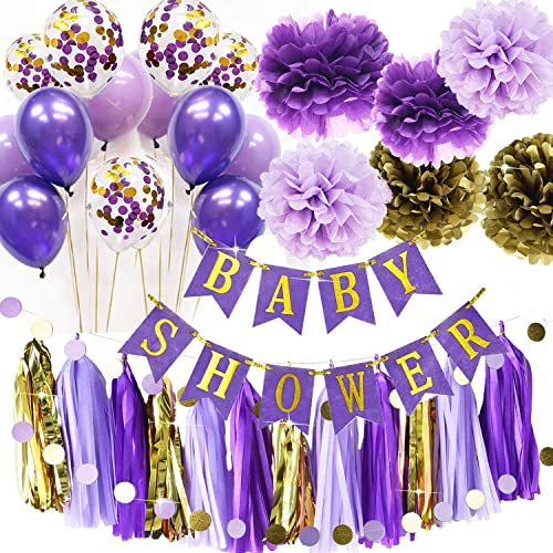 Purple Gold Baby Shower Decorations Qian's Party Purple and Gold Princess Birthday Party Decorations Purple Princess Baby Shower Confetti Purple & Gold Party Decor