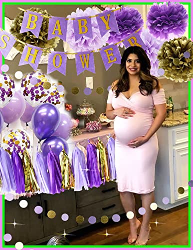 Purple Gold Baby Shower Decorations Qian's Party Purple and Gold Princess Birthday Party Decorations Purple Princess Baby Shower Confetti Purple & Gold Party Decor