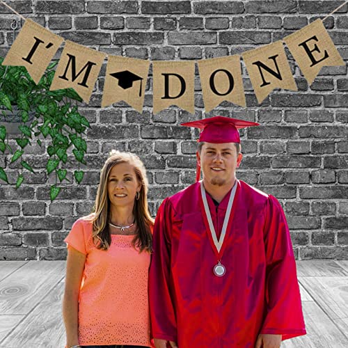 I'm Done 2022 Graduation Banner Congratulations Graduate Banner College Graduation Party Decorations Congrats Grad Party Supplies for College Photo Props