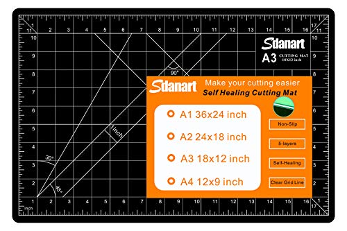 Sdanart Self Healing Cutting Mat: 12"×18" Double Sided 5-Ply Rotary Cutting Board for Sewing, Crafts, Quilting, Fabric, Hobby, Art Project